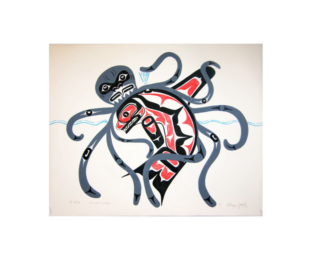 Octopus and Killer Whale Original Painting - Canadian Indigenous Art Inc.