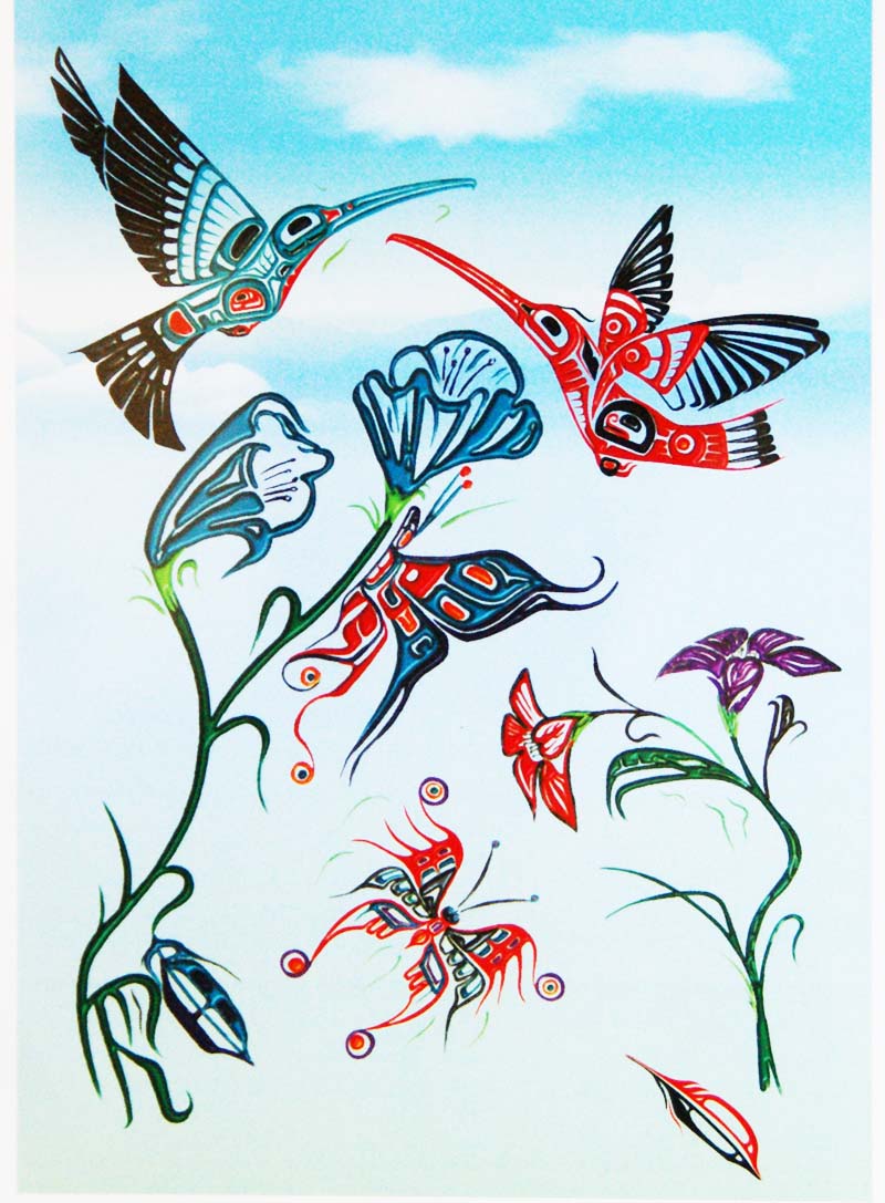 Heiltsuk Hummingbird and Butterfly - Canadian Indigenous Art Inc.