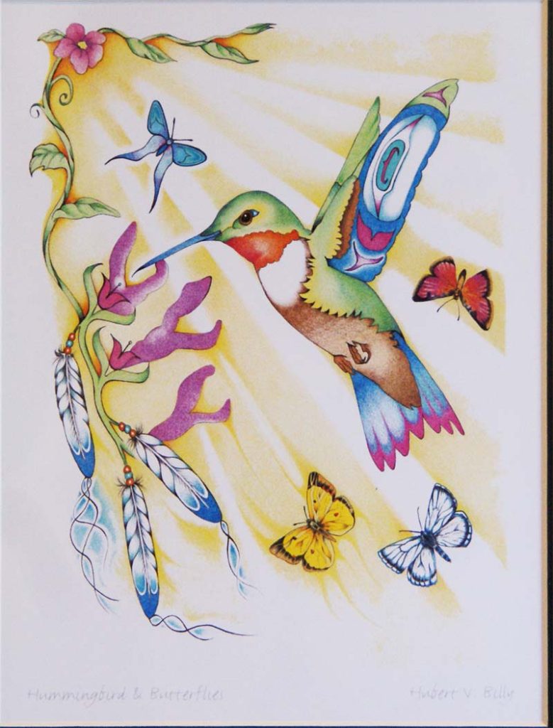 Hummingbird and Butterflies - Canadian Indigenous Art Inc.