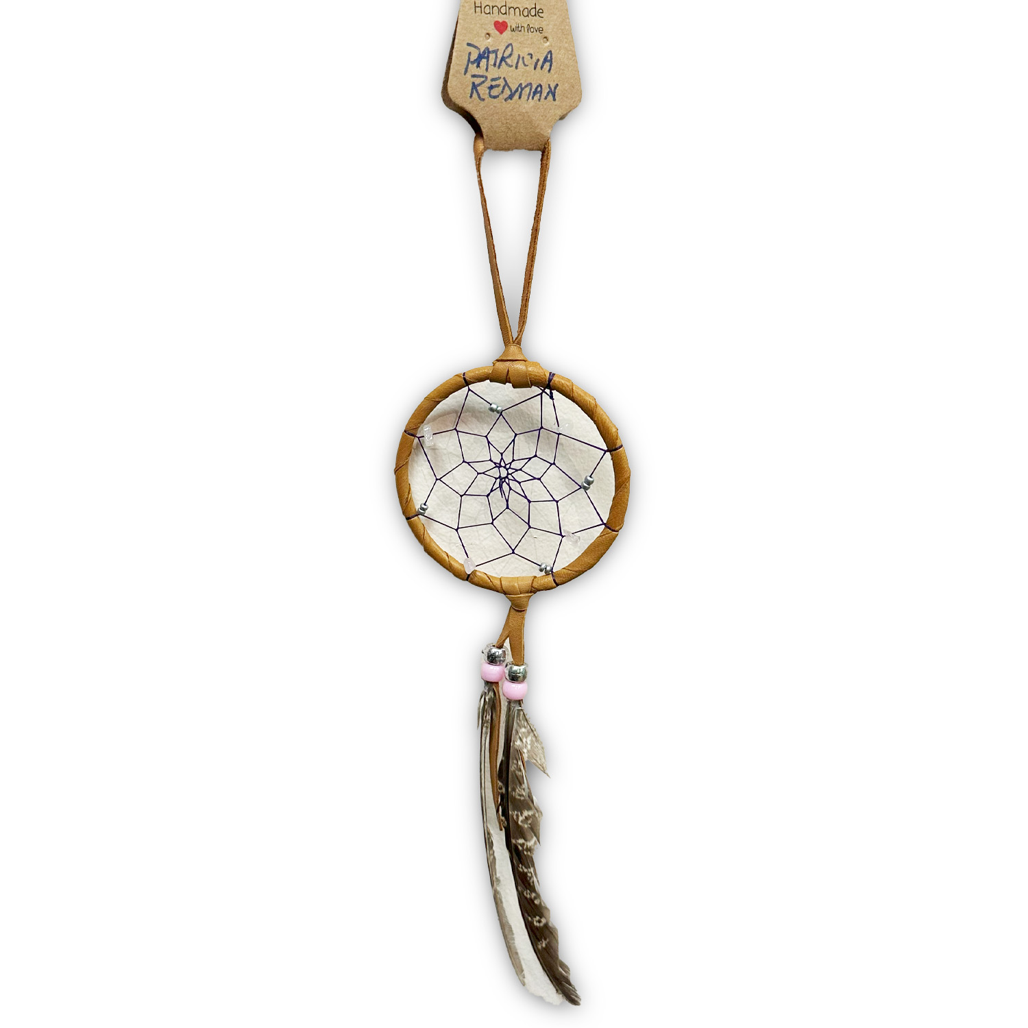 3" Leather Brown Dream Catcher - Canadian Indigenous Art Inc.