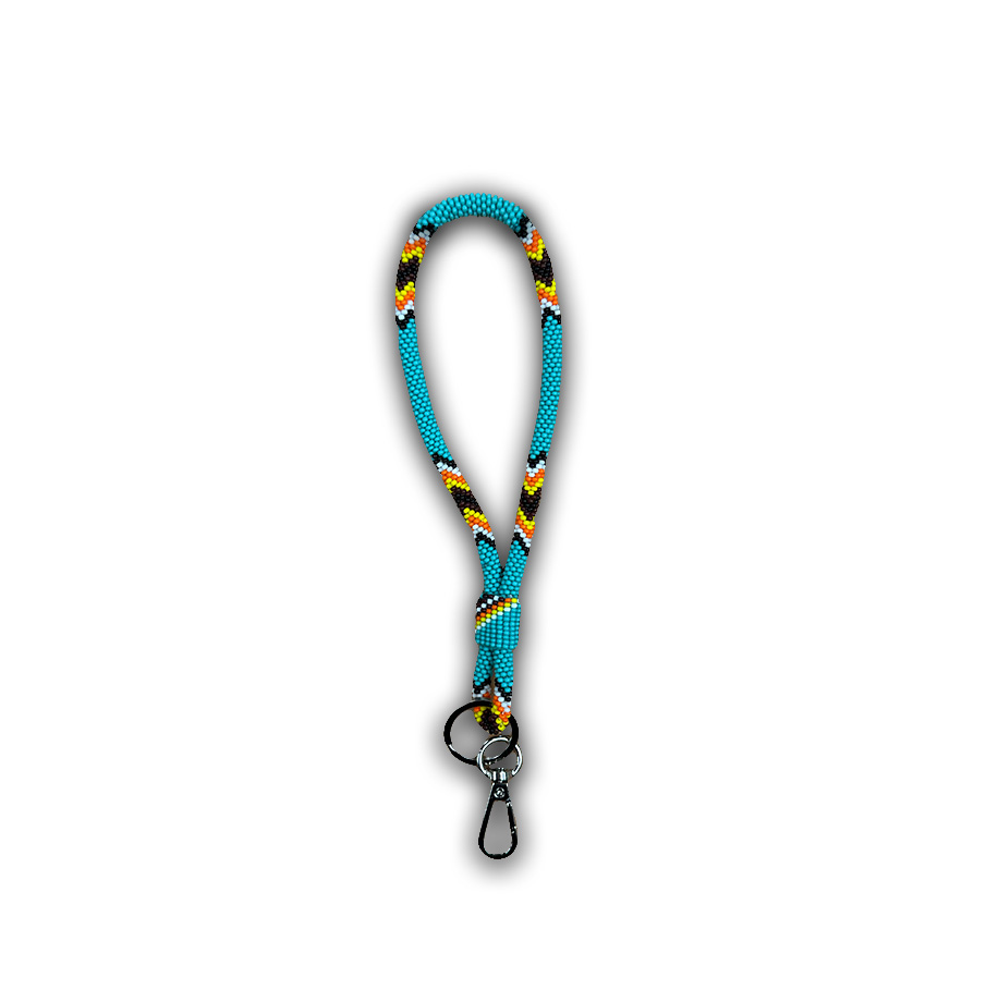 Beaded Wrist Lanyard-Turquoise - Canadian Indigenous Art Inc.