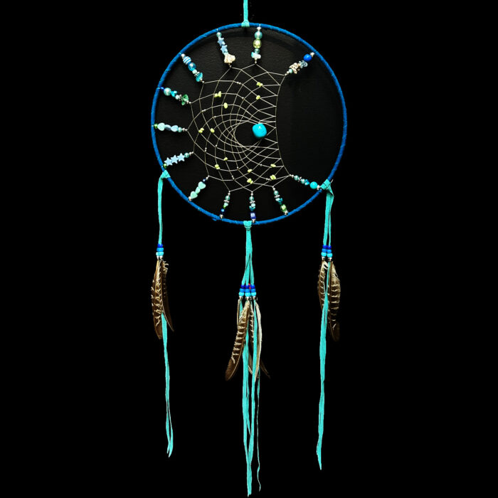 12" Blue Half Moon Dream Catcher - Canadian Indigenous Art Inc.