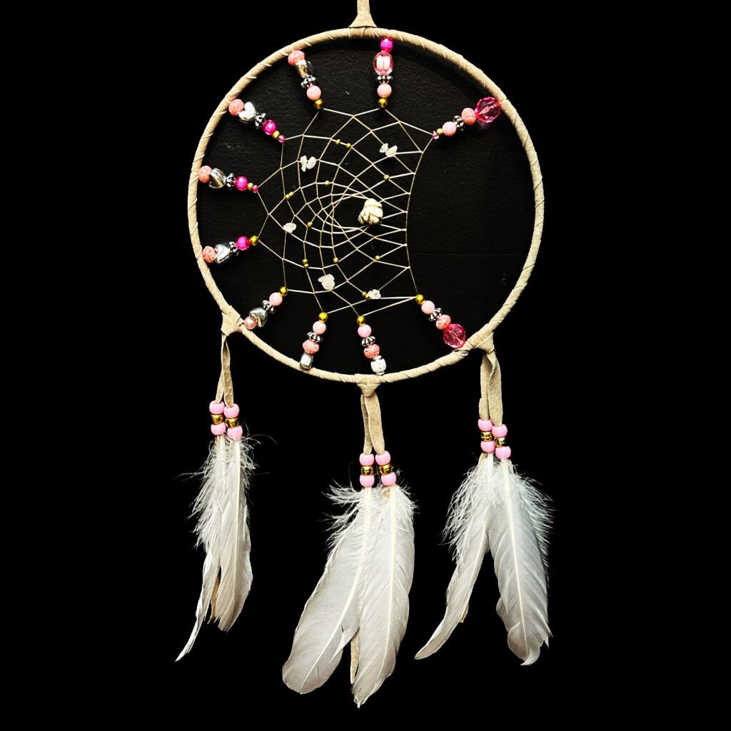 8" Tan Half Moon Dream Catcher - Canadian Indigenous Art Inc.